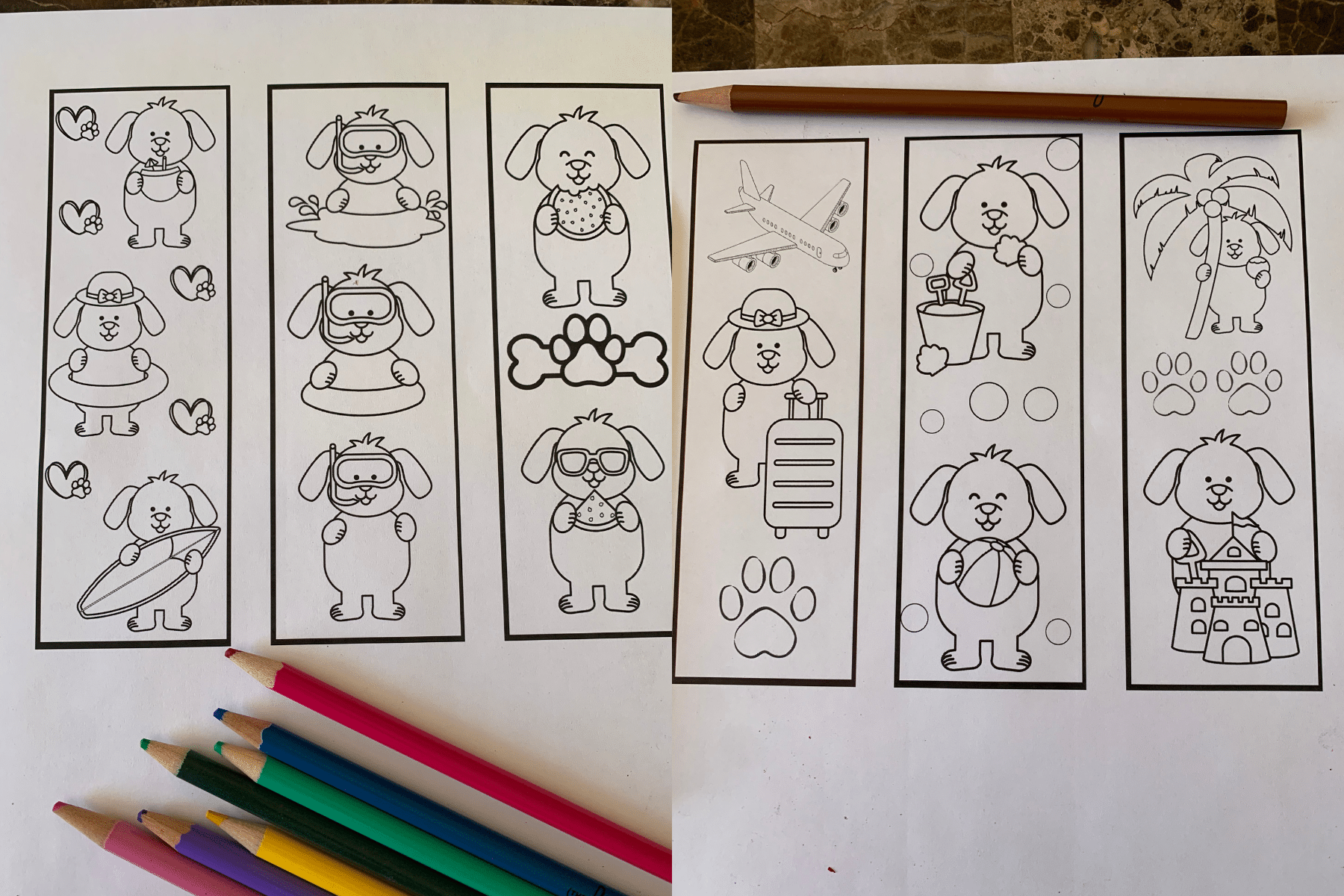Free Printable Coloring Bookmarks for Dog Lovers