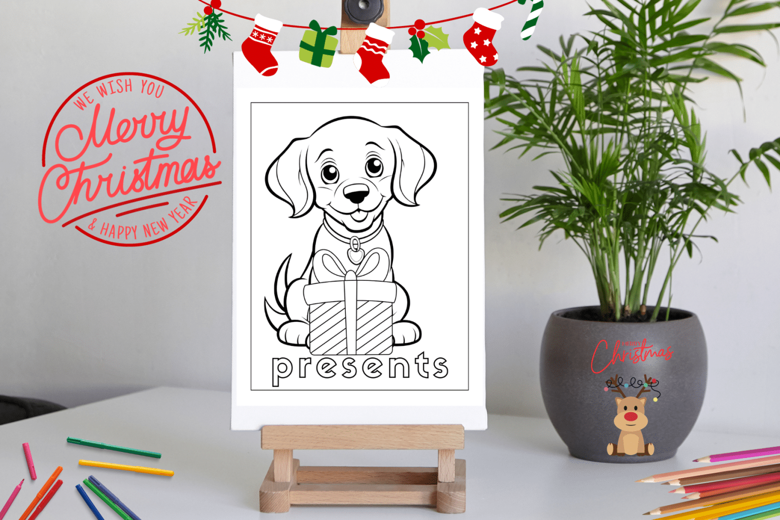 Free Christmas Puppy Coloring Pages for Dog Lovers - Basically Dogs