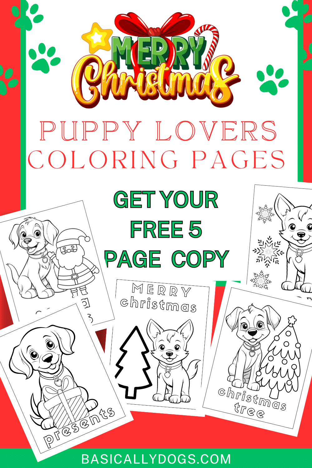 Free Christmas Puppy Coloring Pages for Dog Lovers - Basically Dogs
