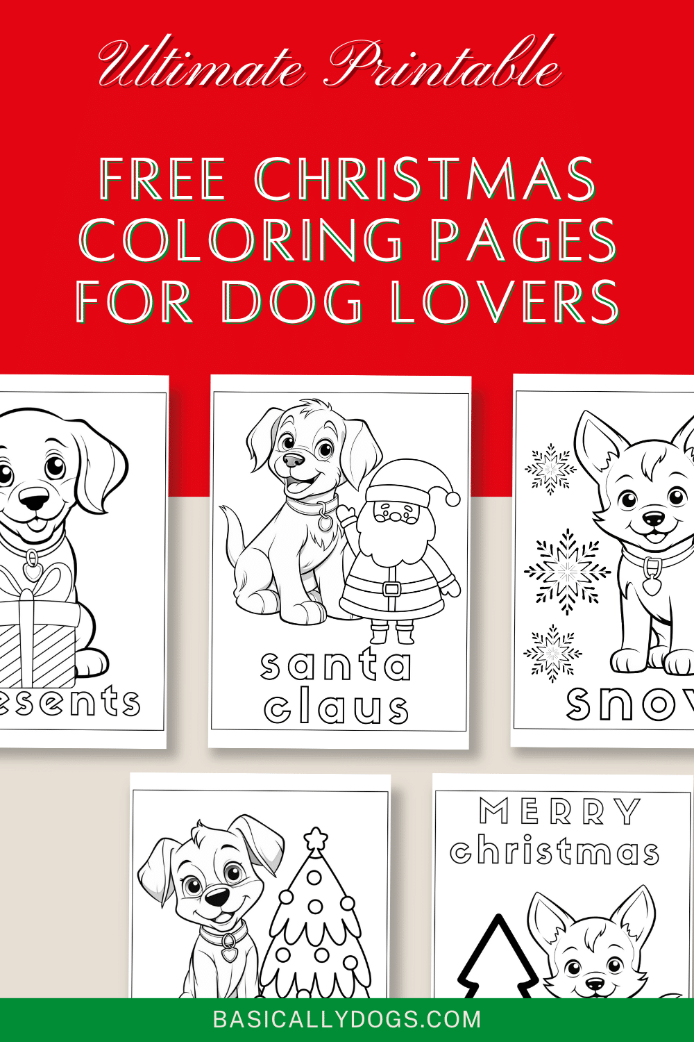 Free Christmas Puppy Coloring Pages for Dog Lovers - Basically Dogs