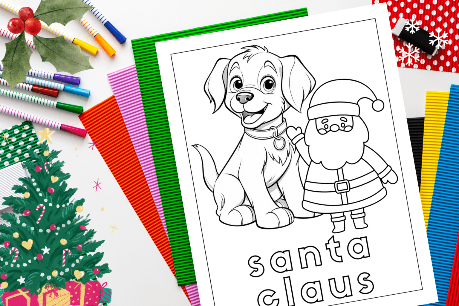 Free Christmas Puppy Coloring Pages for Dog Lovers - Basically Dogs