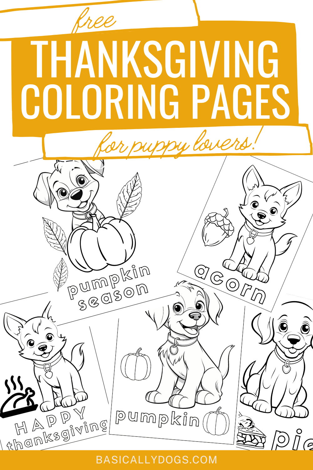 5 Free Thanksgiving Puppy Coloring Pages for Dog Lovers - Basically Dogs