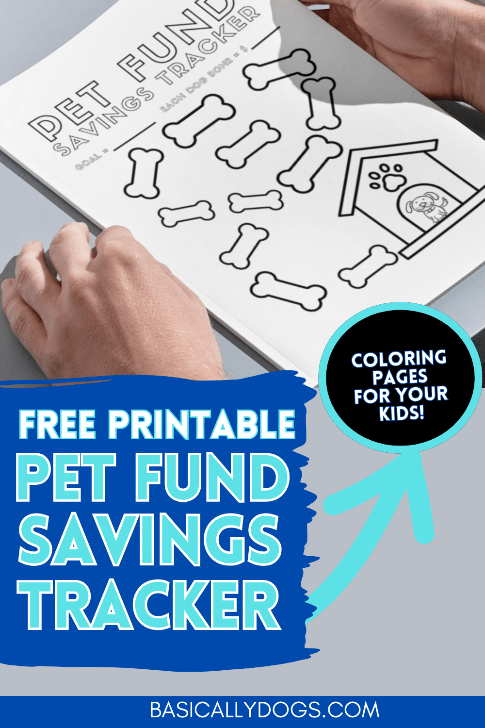 Free Printable Pet Fund Savings Tracker Coloring Pages - Basically Dogs
